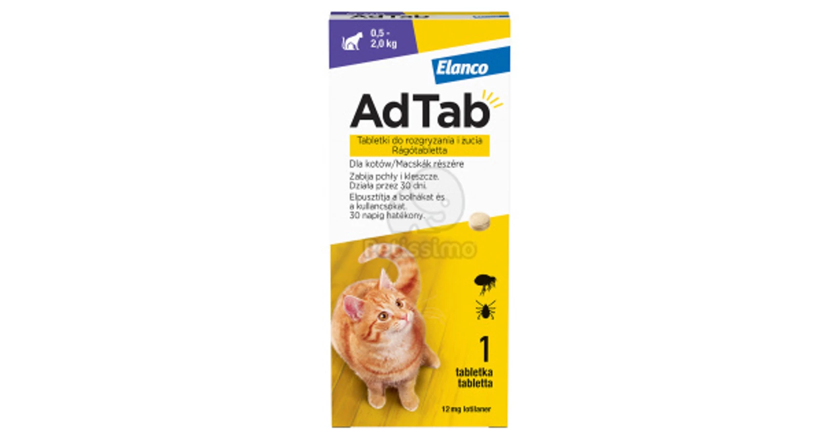 AdTab 12 mg rágótabletta macska (0,5-2,0 kg) - ÉLŐSKÖDŐK ELLENI SZEREK