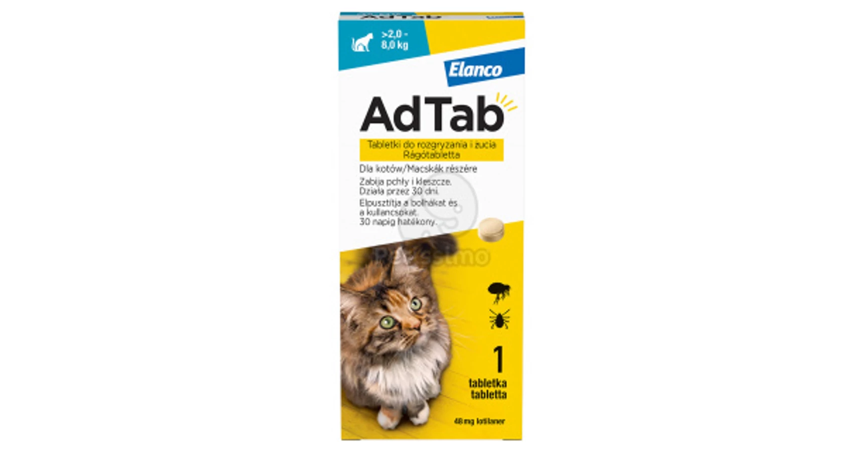 AdTab 48 mg rágótabletta macska (2,0-8,0 kg) - ÉLŐSKÖDŐK ELLENI SZEREK